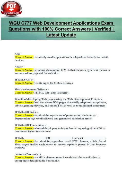 Wgu C777 Web Development Applications Exam Questions With 100 Correct