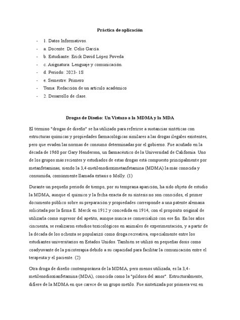 Práctica De Aplicación 3 Redactar Un Artículo Científico Pdf Mdma