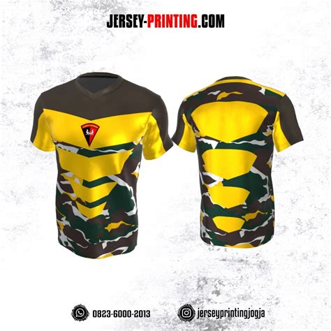 Jersey Polisi Brimob Coklat Kuning Hijau Putih Motif Loreng Jersey