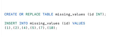 Finding Missing Values In A Table And Printing It Using Seq4 Function