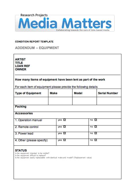 Electronic Arts Intermix Condition Report Equipment