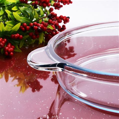 Кругла скляна форма для запікання з ручками 25 5см Borcam жароміцний посуд ціна купити в