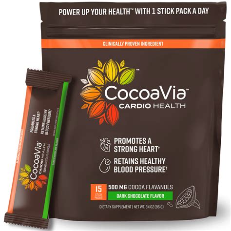 Cocoavia Cardio Health Supplement Dark Chocolate Cacao Powder 15