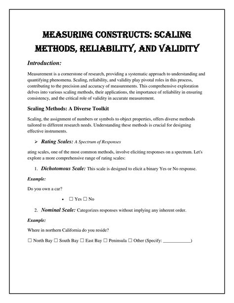 Solution Scaling Methods Reliability And Validity Studypool