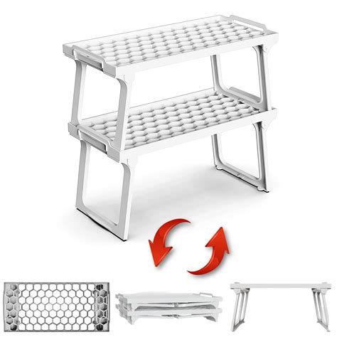 Ums Kitchen Cabinet Shelf Organizers White Plastic