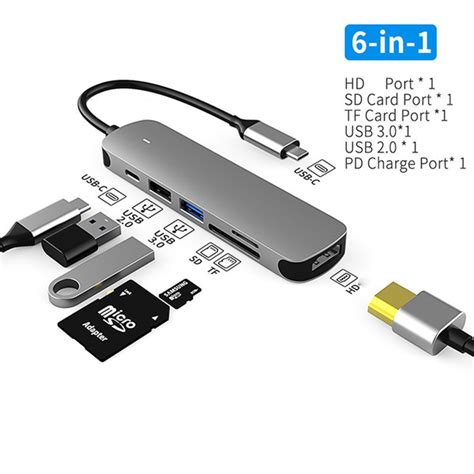 Док станция Type C Hub Hdmi совместимый адаптер Otg Vga Rj45 Lan