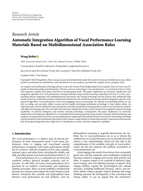 Pdf Automatic Integration Algorithm Of Vocal Performance Learning Materials Based On