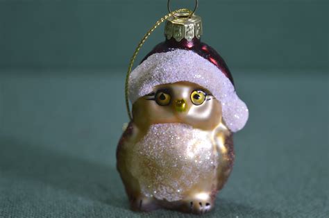 Купить Елочная новогодняя игрушка "Сова совенок в шапке". Стекло. в ...