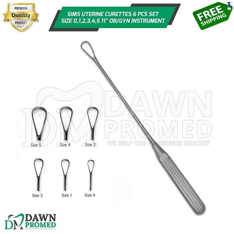 Sims Uterine Curettes 6 Pcs Set Sharp Blade 0 1 2 3 4 5 11 Ob Gyn Inst