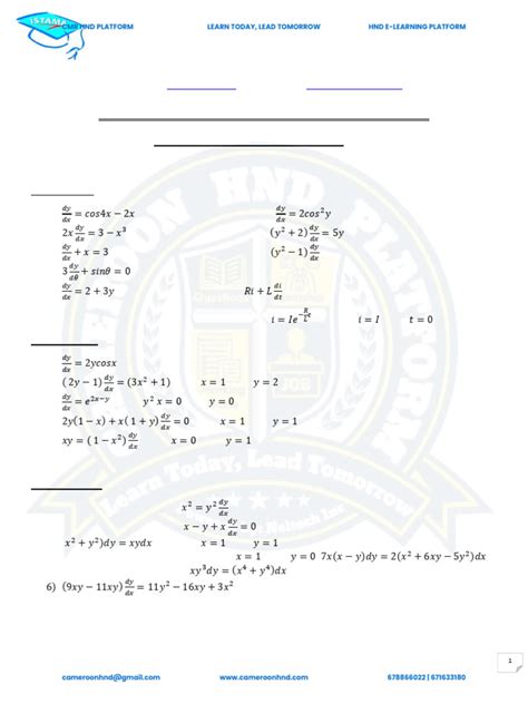 Tutorials Differential Equation Pdf Applied Mathematics Mathematical Concepts