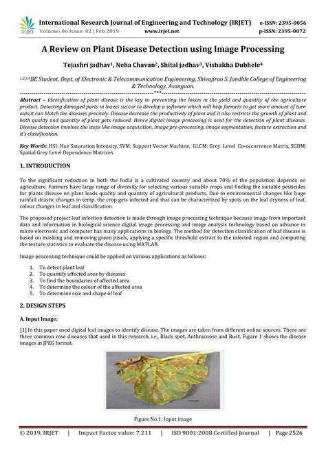 Irjet A Review On Plant Disease Detection Using Image Processing Pdf