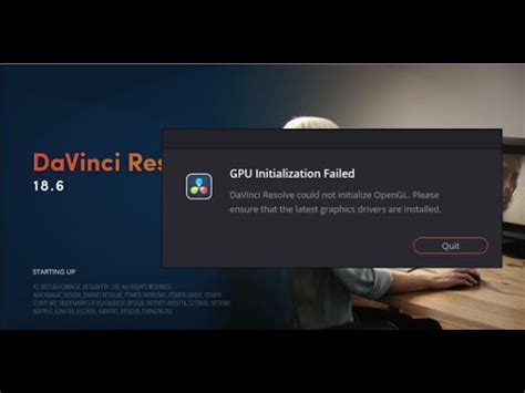DaVinci Resolve Could Not Initialize OpenGL 2023 GPU Initialization