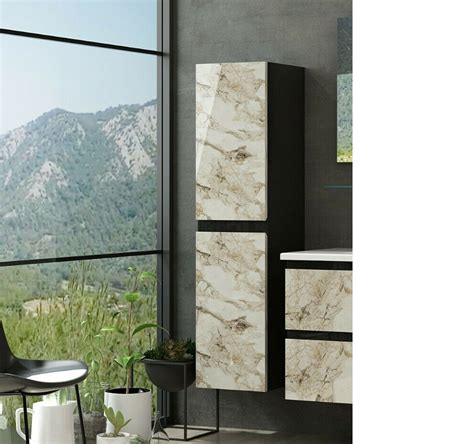 Homeline Hängeschrank Hängeschrank Schwarz Marmor Optik Hochschrank
