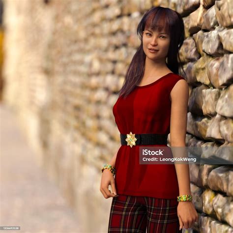 포즈를 취하는 아시아 여성 사람은 진짜가 아닙니다 그녀는 3d 렌더링이므로 모델 릴리스가 필요하지 않습니다 3차원 형태에 대한 스톡 사진 및 기타 이미지 Istock