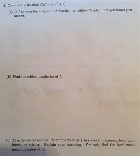 solved consider the function f x ln x 2 1 a is f