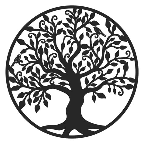 Déco Murale Arbre De Vie Et Oiseaux Cercle En Métal Noir 75 Cm