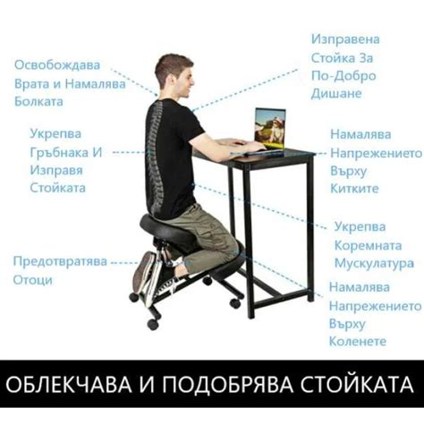 Професионален ергономичен коленичещ стол позволяващ ви да запазите