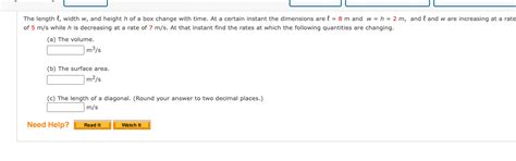 Solved The length ℓ width w and height h of a box change Chegg com