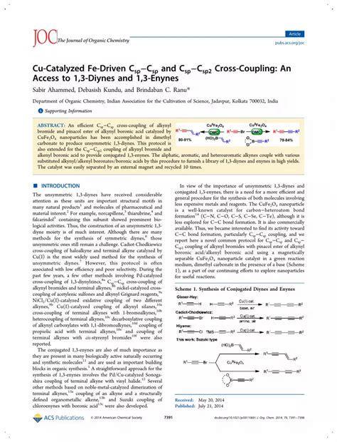 Pdf Cu Catalyzed Fe Driven Csp Csp And Csp Csp2 Cross