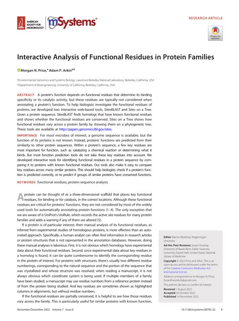 Pdf Interactive Analysis Of Functional Residues In Protein Families