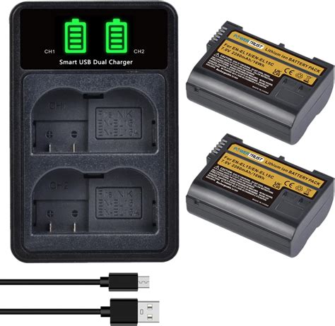 PowerTrust EN-EL15 EL15B EN-EL15C Akku und Ladegerät mit Typ-C ...