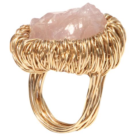 Large Rose Quartz Cocktail Ring At 1stdibs