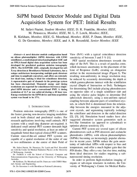 Pdf Sipm Based Detector Module And Digital Data Acquisition System