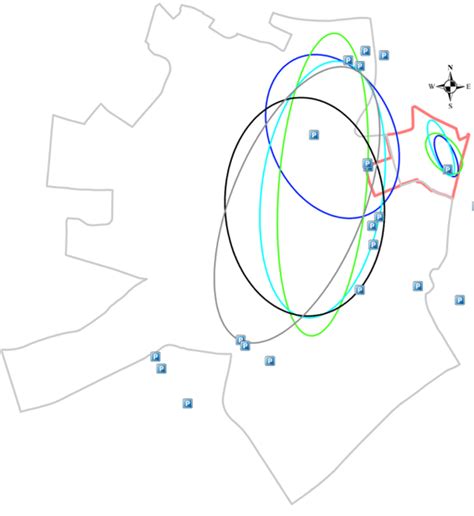 Trend Standard Deviational Ellipse For Departure Activities Left