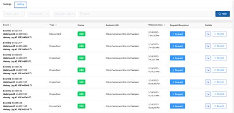 Webhooks History
