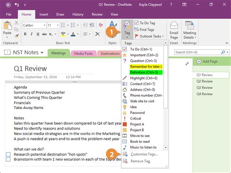 Tag Notes Customguide