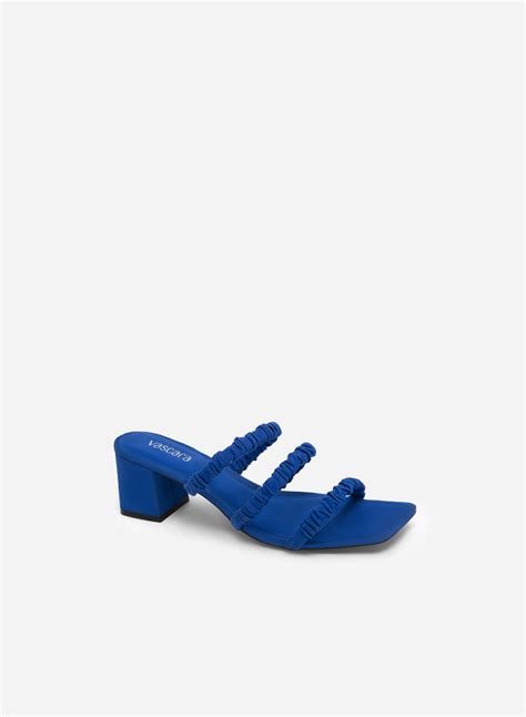 Nuched Strap Block Heel Mules Mul 0175 Blue Vascara