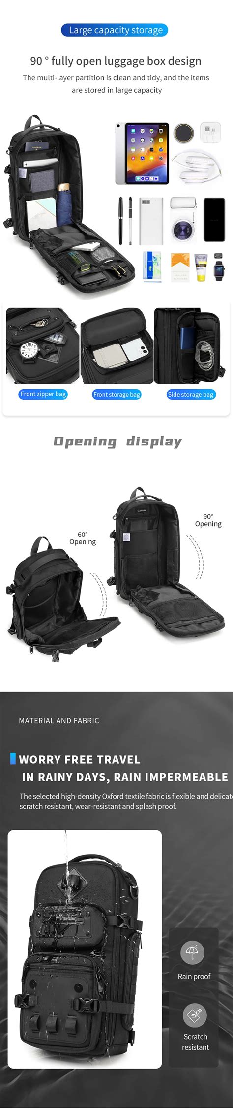 Ozuko 9585 Custom Logo Outdoor Waterproof Chest Bags