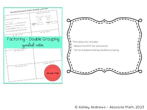 Factoring Double Grouping Guided Notes Teaching Resources