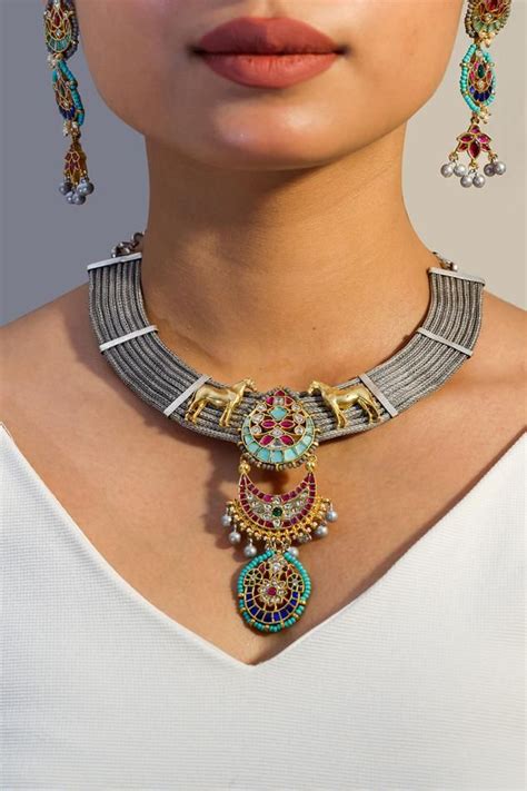 Zevar King Jadau Kundan And Pote Necklace Set Jewellery Jewellery