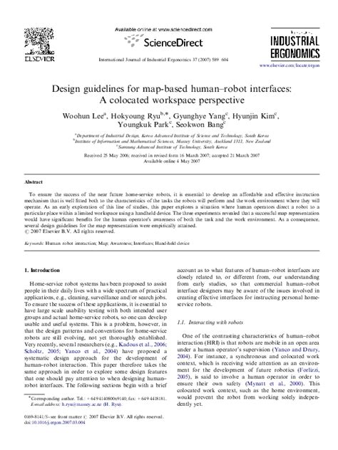 Pdf Design Guidelines For Map Based Human Robot Interfaces A Colocated Workspace Perspective