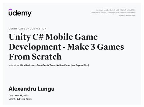 alexandru lungu on linkedin udemy course completion certificate