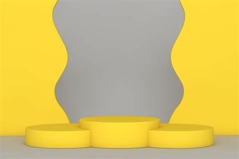 노란색과 회색 연단과 최소한의 추상적 배경 3d 렌더링 기하학적 모양 현대 웹 사이트에서 상을위한 단계 0명에 대한 스톡 사진 및 기타 이미지 Istock