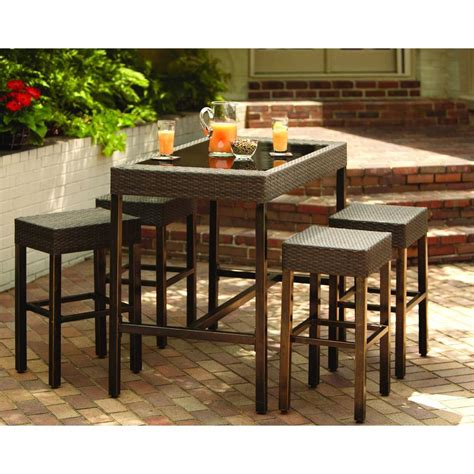 Hampton Bay Tacana 5 Piece Patio High Bar Dining Set S0406014 S0105015