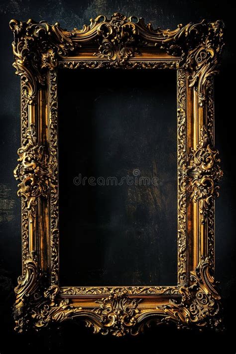 Ornate Golden Baroque Frame On Dark Backdrop Perfect For Classical Art