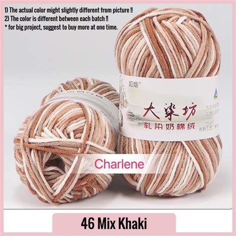 Ready Stock Mixcolor 1 40 Milk Cotton Wool 50g Milk Yarn 5ply Knit