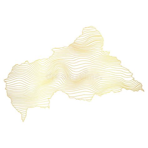 Abstract Map Of Central African Republic Vector Illustration Of Striped Gold Colored Map Stock