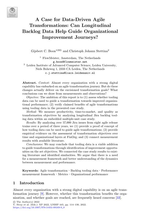 Pdf A Case For Data Driven Agile Transformations Can Longitudinal Backlog Data Help Guide