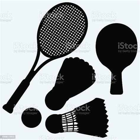 Ping Pong 테니스 코트 배드민턴 라켓과 Shuttlecocks 0명에 대한 스톡 벡터 아트 및 기타 이미지 0명