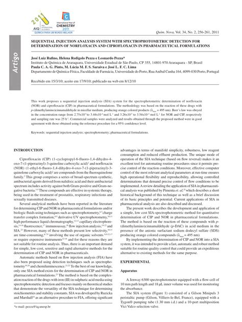 Pdf Sequential Injection Analysis System With Spectrophotometric Detection For Determination