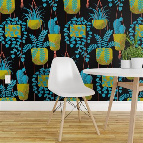 Peel And Stick Wallpaper 2ft Wide Botanical Modern Blue Large Scale
