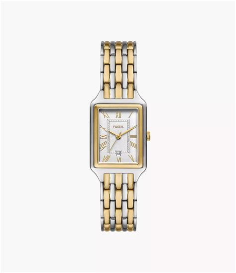 Fossil Womens Raquel Three Hand Date Two Tone Stainless Steel Watch