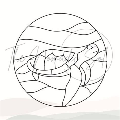 Sea Turtle Pattern Stained Glass Pdf Digital File Etsy Stained