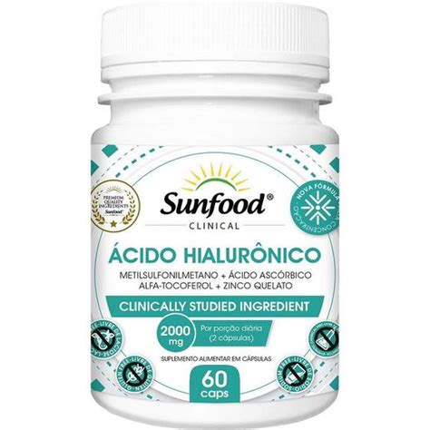 Ácido Hialurônico Msm Vit E Vit C Zinco 2000mg 60 Cápsulas