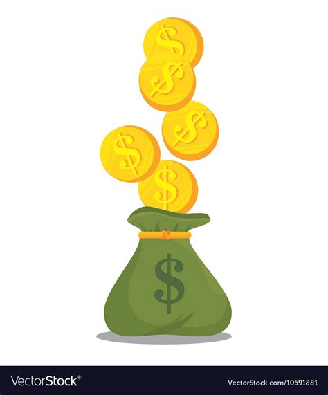 Cartoon Bag Money Earnings Design Isolated Vector Image