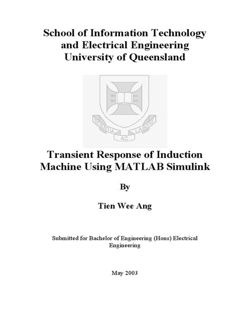 Transient Response Of Induction Machine Using Matlab Simulink Pdf Transformer Matlab